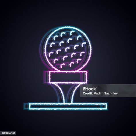 검은 배경에 고립 티 아이콘에 빛나는 네온 라인 골프 공 벡터 경쟁에 대한 스톡 벡터 아트 및 기타 이미지 경쟁 골 스포츠 장비 골프 Istock