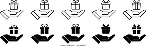 선물 상자와 손의 단색 벡터 아이콘 스톡 벡터로열티 프리 2331994875 Shutterstock