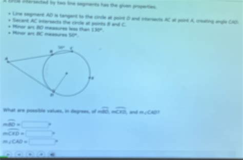 a crcle intersected by two time segments has the given progerties line