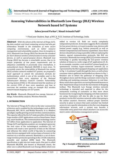 Assessing Vulnerabilities In Bluetooth Low Energy Ble Wireless