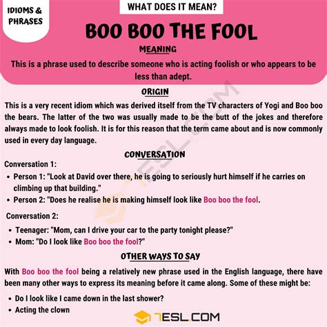 Boo Boo The Fool Meaning Origin And Examples • 7esl