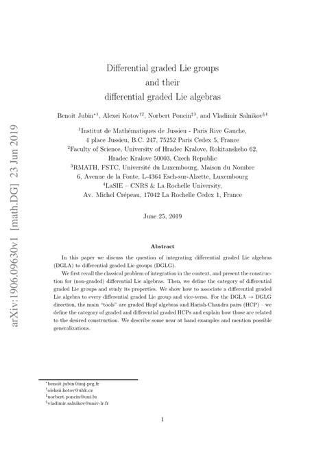 PDF Differential Graded Lie Groups And Their Differential Graded Lie Algebras