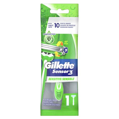 Gillette Sensor3 Sensitive Mens Disposable Razor 1 Razor Green