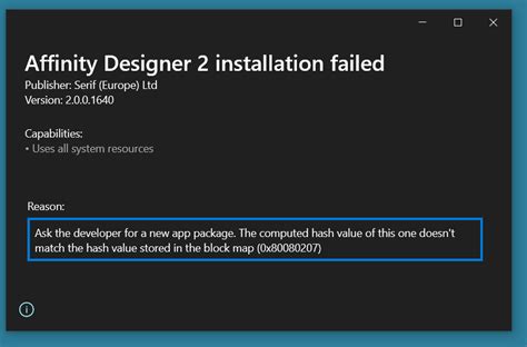 Affinity V2 All Products Installation Problems Under Windows 10 Pro 21h2 Desktop Questions