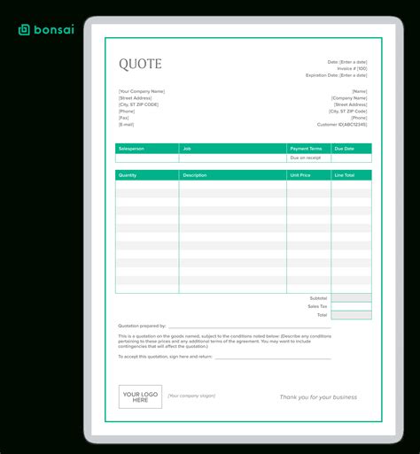 Free Quotation Template Samples Template Samples