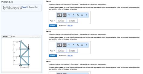 Solved Problem 6 45 Part A Determine The Force In Member Bf