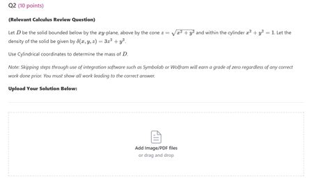 solved q2 10 ﻿points relevant calculus review question let