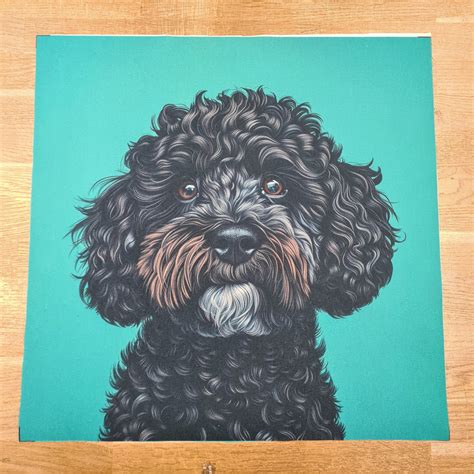 Black Cockapoo Cushion Panel Rpet Canvas 45x45cm Custom Fabrics Uk