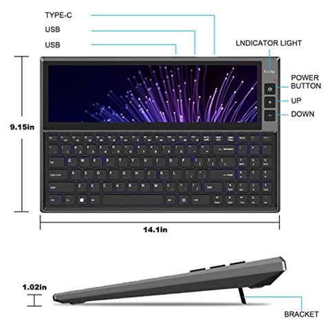 BQAA RGB Keyboard Built In 12 6 Inches Touchscreen Monitor Ultra Slim Aluminum Compact 98 Keys