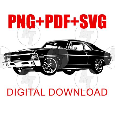 68 72 Nova Vector Muscle Car Drawing Clip Art Digital Download Svg Ai