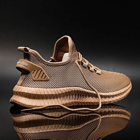 Mens Fashion Breathable Mesh Casual Shoes Breathable Brown Sneakers