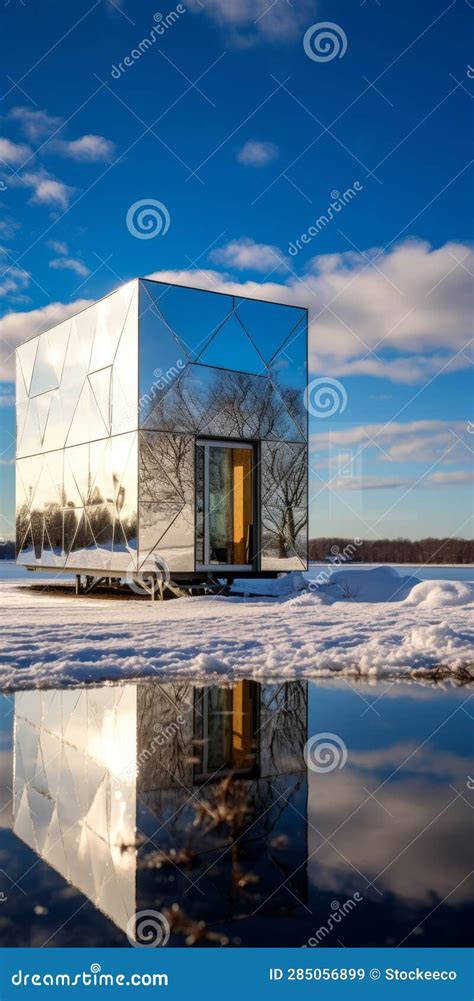 Unique Tiny Home Cube Brutalist Architecture With Parametric Design Royalty Free Stock Image