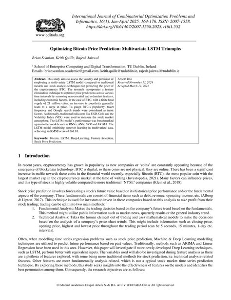 Pdf Optimizing Bitcoin Price Prediction Multivariate Lstm Triumphs