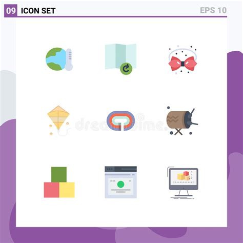 Stock Vector Icon Pack Of 9 Line Signs And Symbols For Surface Running Bow Festival Kite