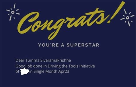 Tumma Sivarama Krishna On Linkedin Consistent Recognition