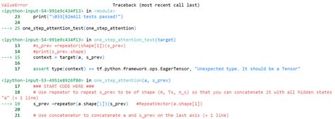 neural machine translation with attention v4a exercise 1 one step