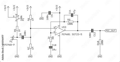 Schematic Diagram Of Electronic Device Vector Drawing Electrical Circuit With Operational