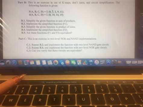 Solved Part B This Is An Exercise In Use Of K Maps Don T Chegg Com