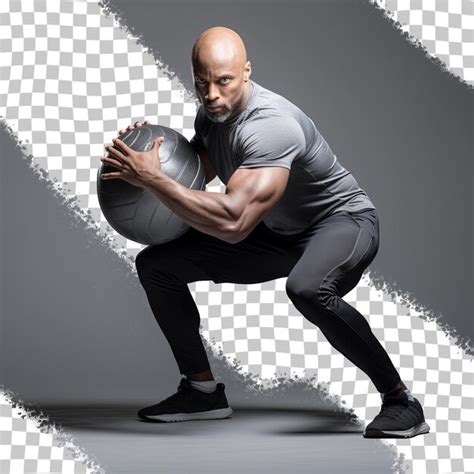 Premium PSD Athletic Man Doing Exercise With Ball Transparent Background