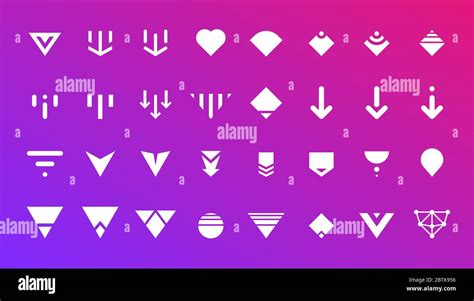 Swipe Top Down Or Download Icon Scroll Pictogram Set For Blogger Web Ui Ux Design Vector White
