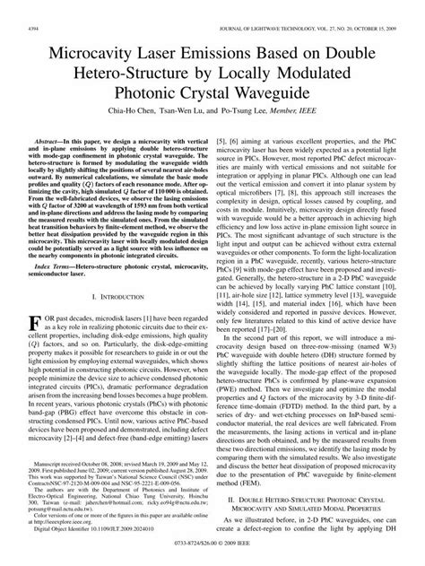 Pdf Microcavity Laser Emissions Based On Double Hetero Structure By