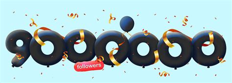 9000000명의 팔로워가 있는 배너는 3d 블랙 풍선과 다채로운 색종이 형태로 감사드립니다 소셜 미디어 9m 팔로워 를위한 벡터 일러스트 3d 번호 감사 구독자를 축하하는