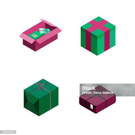 등등 측정 기프트 아이콘 흰색 배경에 격리된 선물 상자 벡터 일러스트레이션을 설정합니다 3차원 형태에 대한 스톡 벡터 아트 및 기타 이미지 3차원 형태 갇힌 개념