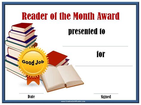 Reading Awards And Certificate Templates Free And Customizable