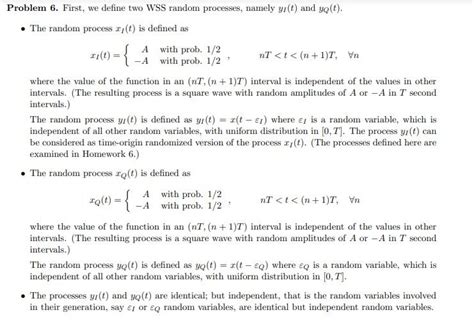 Solved Problem 6 First We Define Two WSS Random Processes Chegg Com