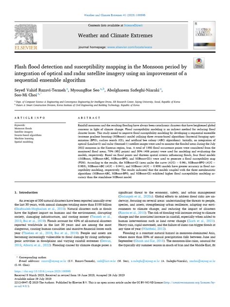 Flash Flood Detection And Susceptibility Mapping In The Monsoon Period