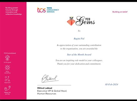 Ragini Pal On Linkedin Starofthemonth Tcsgems Tcser Tcscareers