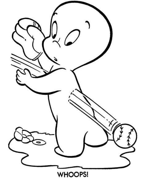 Casper The Friendly Ghost Playing Catch Coloring Page Artofit