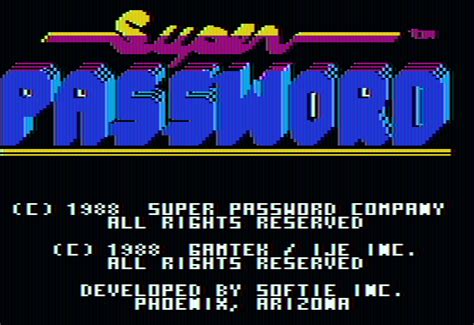 Super Password Screenshots Mobygames