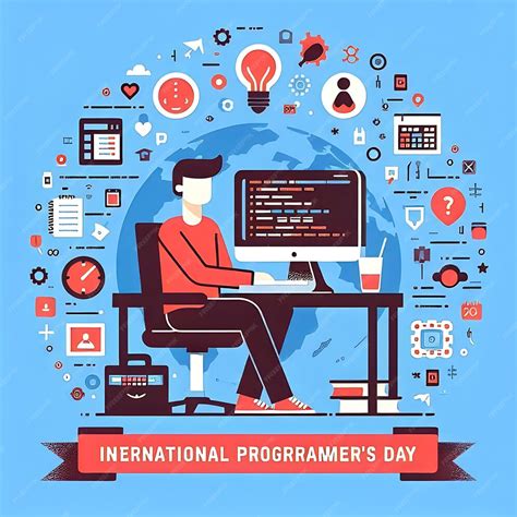 International Programmers Day Flat Illustration 3d Render Typography Premium Ai Generated Image
