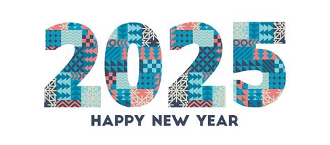 2025 새해 복 많이 받으세요 벡터 일러스트 레이 션 와 Bauhaus 추상 기하학적 모양 패턴 절연 통하고 있는 백색 배경 포스터 인쇄 배너 카드에 대 한 크리스마스