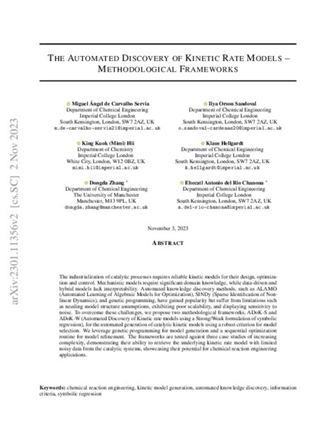 Pdf The Automated Discovery Of Kinetic Rate Models Methodological