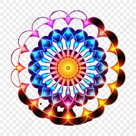 Bilog Fluorescence Mandala Bulaklak Larawan Numero Ng Graphics Format