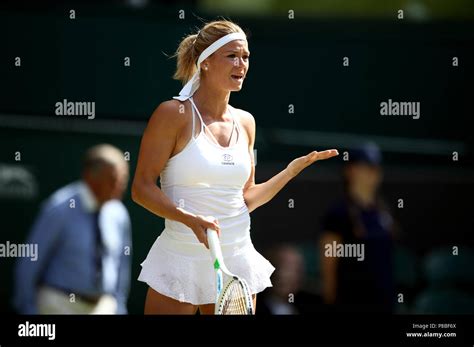 Camila Giorgi Reacts On Day Eight Of The Wimbledon Championships At The