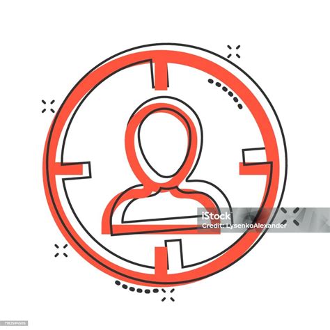 코믹 스타일의 타겟 타겟 아이콘입니다 사람 벡터 만화 일러스트 그림에 초점을 맞춥니다 인적 자원 비즈니스 개념 시작 효과 개념에 대한 스톡 벡터 아트 및 기타 이미지