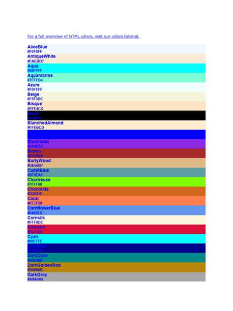 Html Colors Pdf Visual Perception Chess Openings