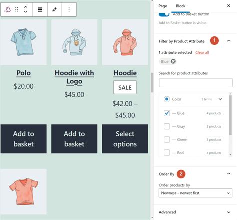 how to use the products by attribute woocommerce block