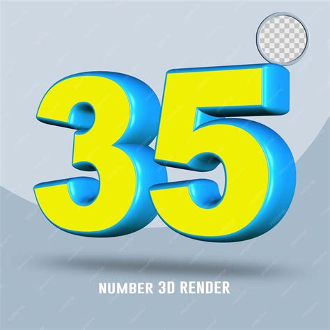 Premium Psd 3d Render Number 35 Yellow Light Blue Color