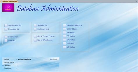 Sistem Aplikasi Purchaseandwarehouse Contoh Aplikasi Database Gudang