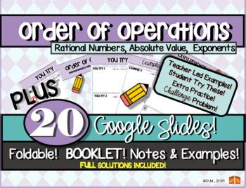 Order Of Operations Rational Numbers Absolute Value Activities Notes Bundle