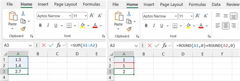 Errors In Excel Formulas When Rounding And Entering Data
