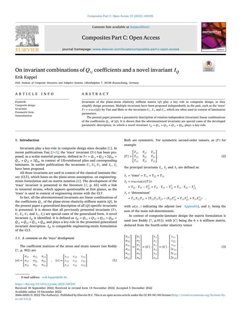 Pdf On Invariant Combinations Of Q I J Coefficients And A Novel Invariant I Q