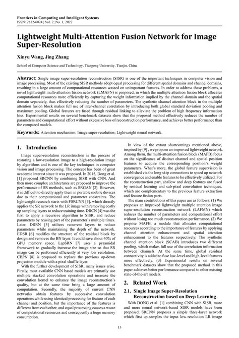 Pdf Lightweight Multi Attention Fusion Network For Image Super Resolution