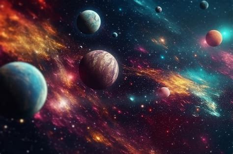 premium ai image concept of a colorful galaxy with exoplanets ai generated