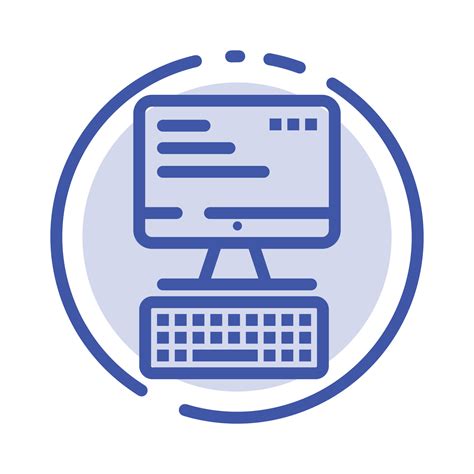 Computer Keyboard Monitor Computing Blue Dotted Line Line Icon 13460064 Vector Art At Vecteezy