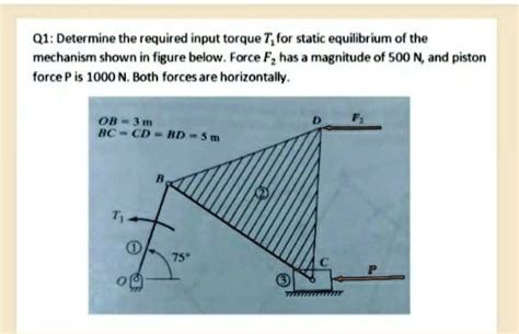 solved theory of machines q1 determine the required input torque t